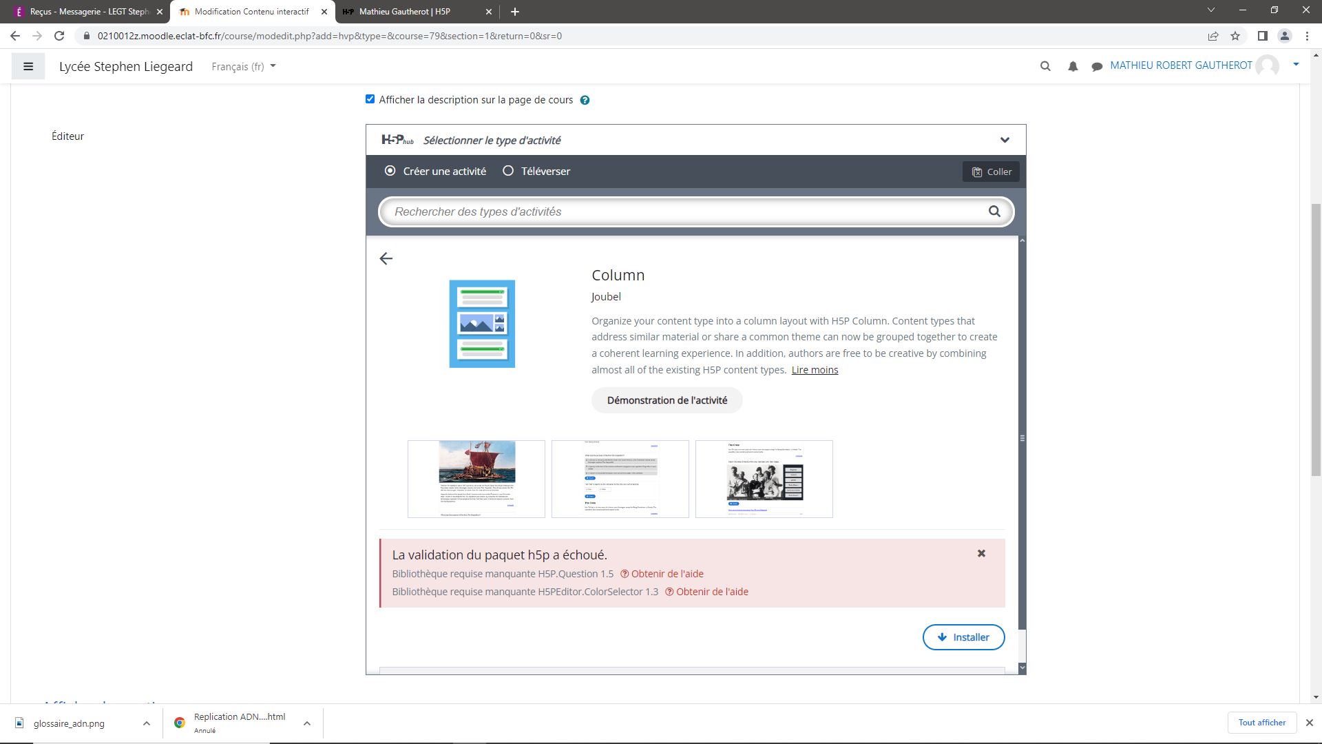 La validation du paquet H5P a échoué ? | H5P